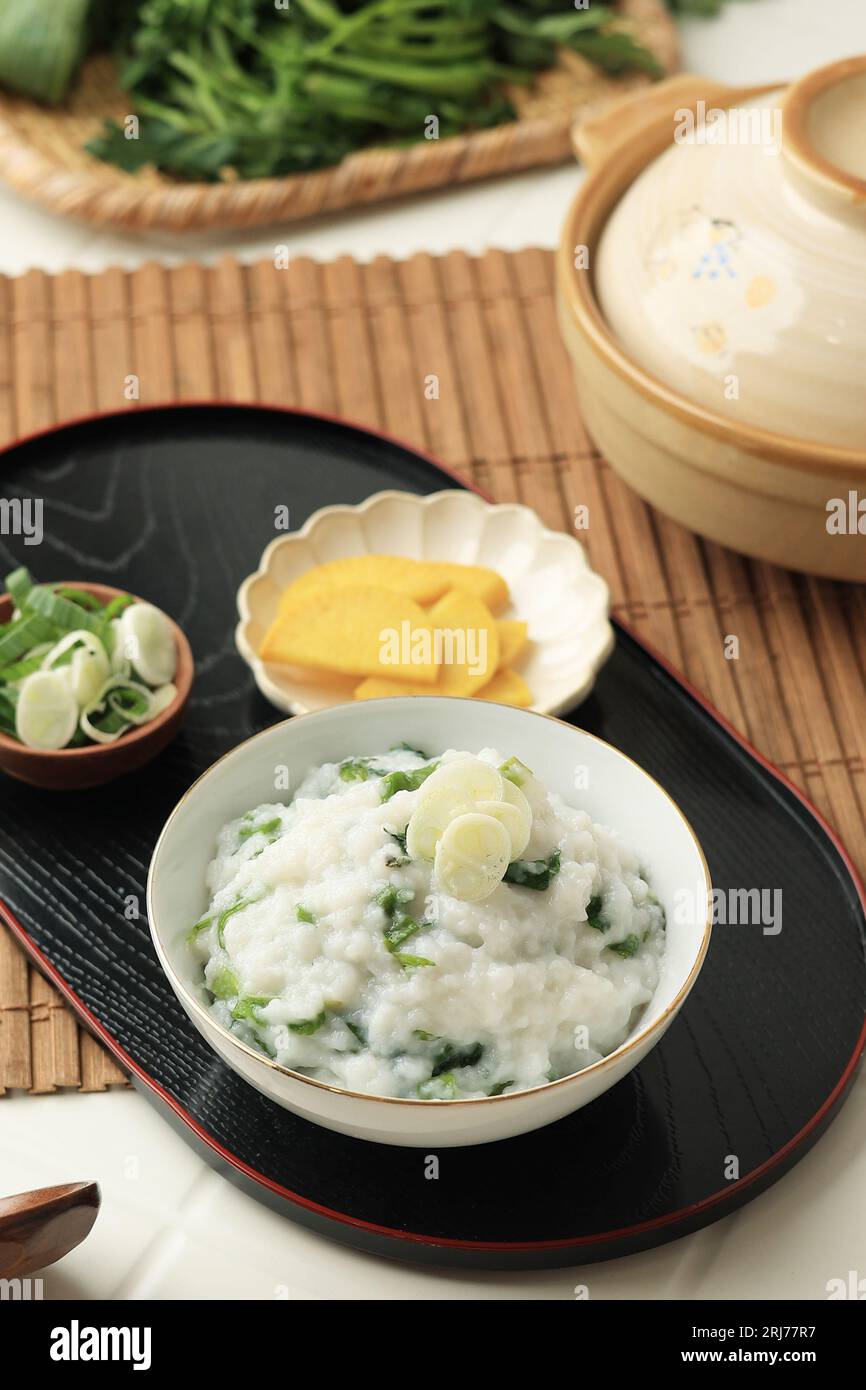 Rice Porridge with Seven Herbs or Nanakusa Gayu, Japanese Food Stock ...