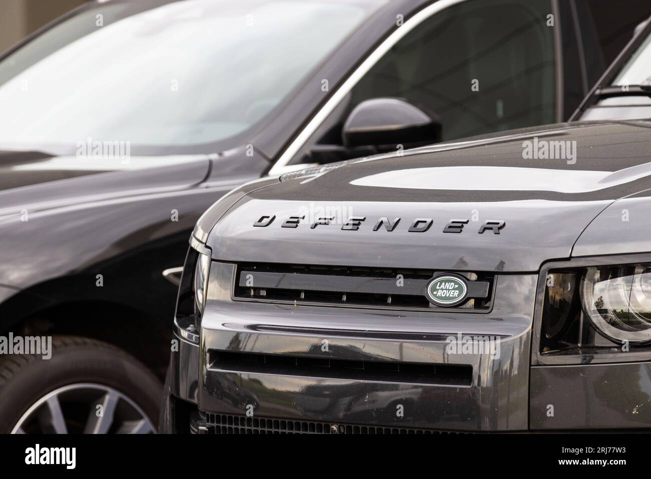 Signs and symbols, a Defender from Landrover Stock Photo - Alamy