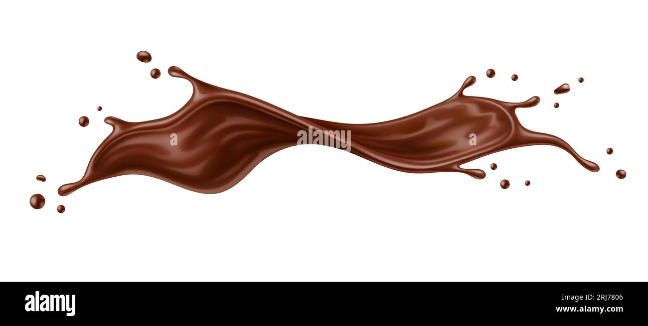 Realistic liquid chocolate wave flow splash. Isolated 3d vector ...