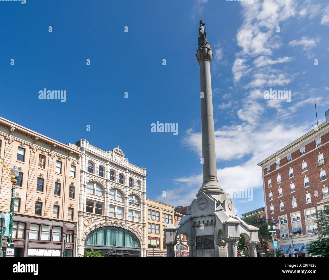 Troy, NY – US – Aug 13, 2023 The Soldiers and Sailors Monument, a 50 ...