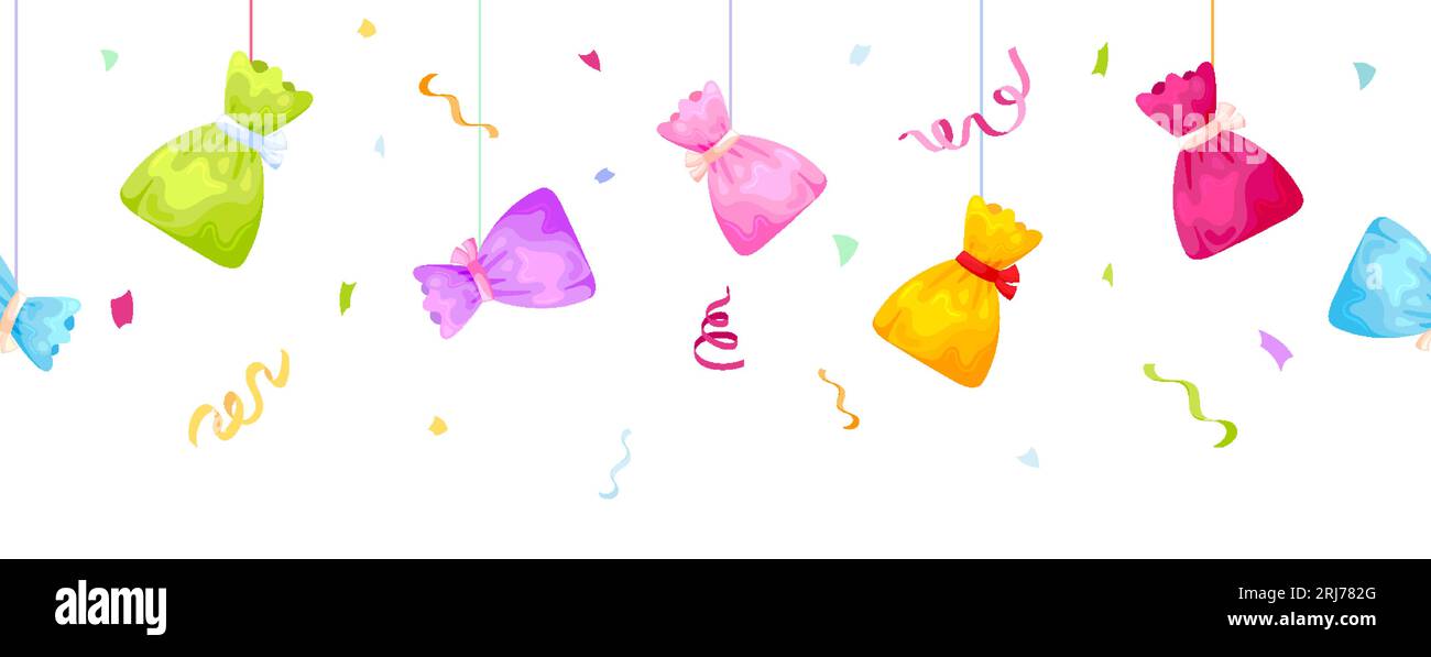 Candy sweet horizontal seamless pattern colorful flat. Banner festive ...