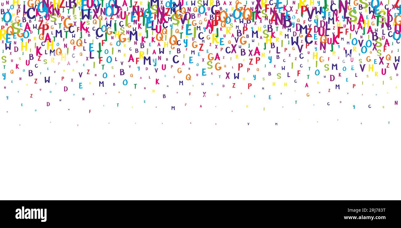 Scattered letters of latin alphabet. Colorful childish floating ...