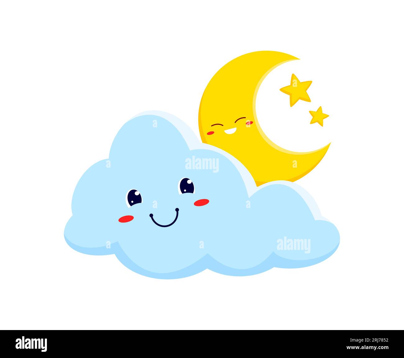 Sleeping moon with stars and cloud, funny weather forecast cartoon ...