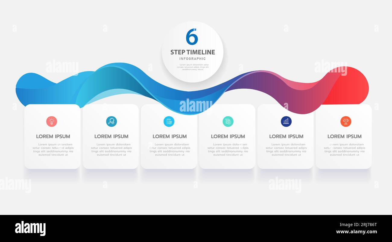 Infographic template for business. 6 Steps Modern Timeline diagram with roadmap and rectangle ...