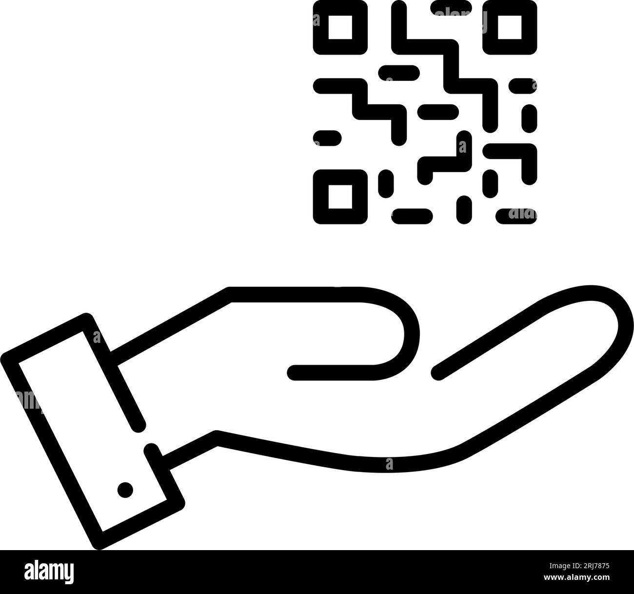 Qr code in hand. Payment and links. Pixel perfect, editable stroke ...