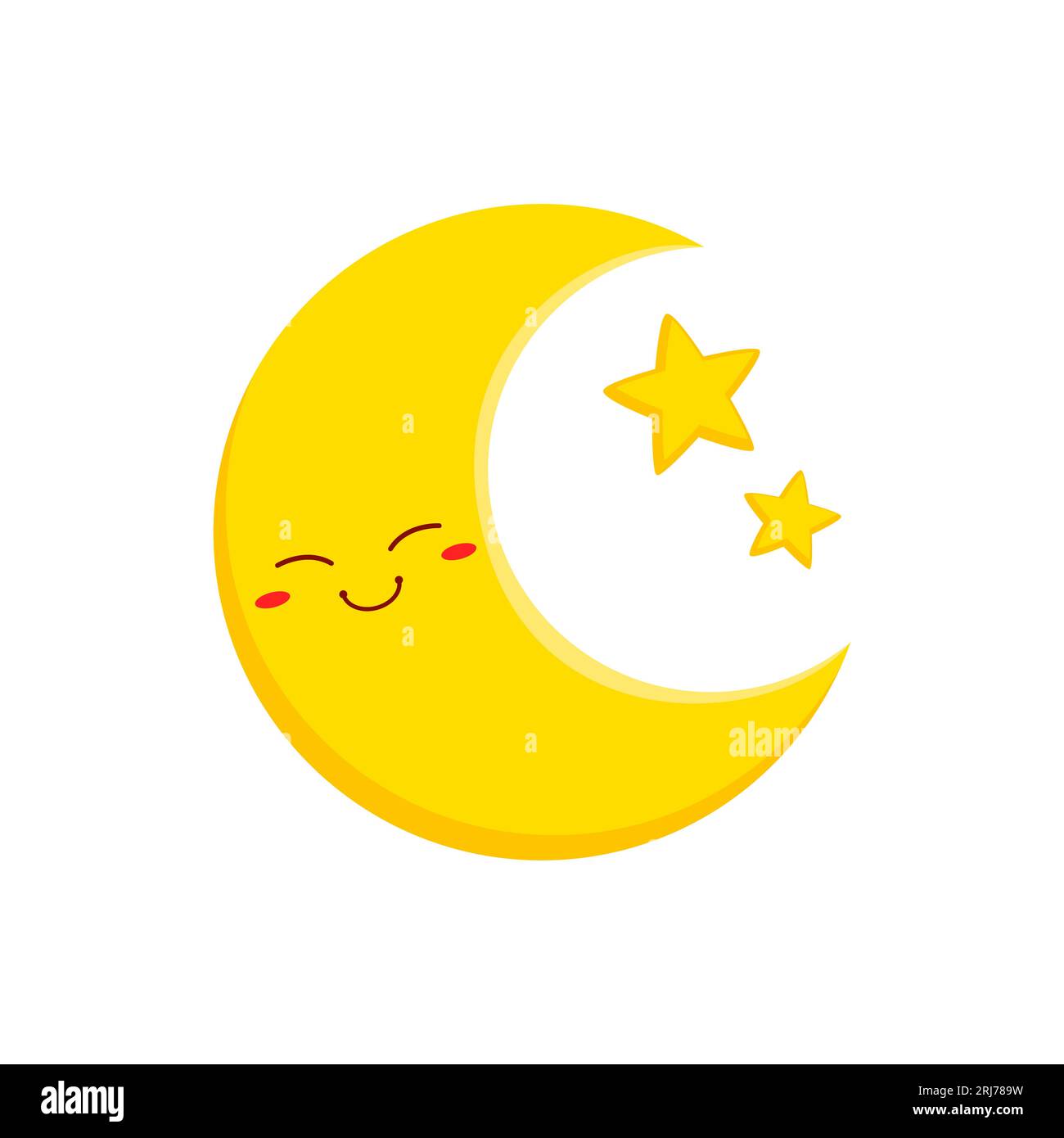 Sleeping moon and stars isolated funny cartoon characters, bedtime and ...