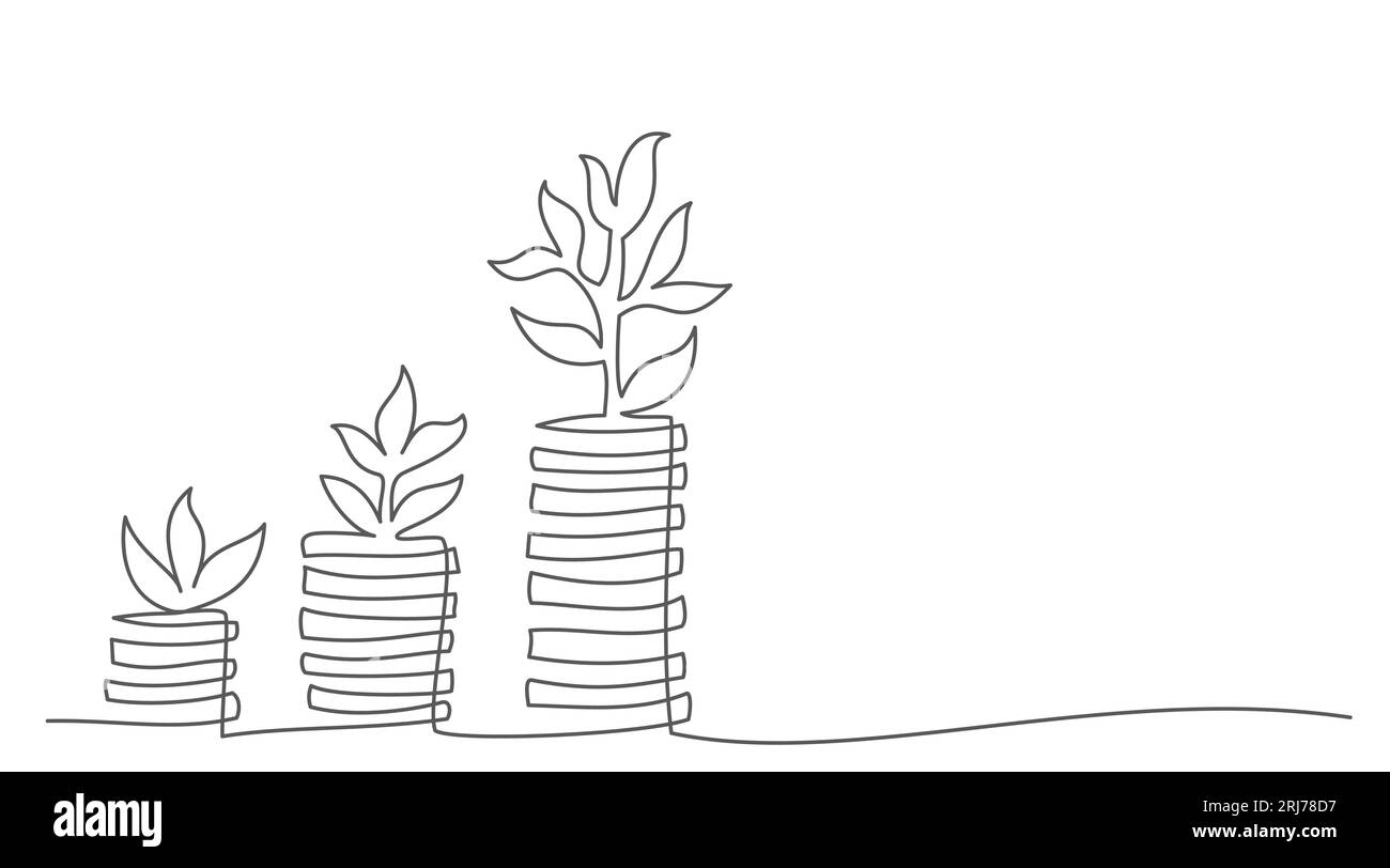 Investment One line drawing isolated on white background Stock Vector ...