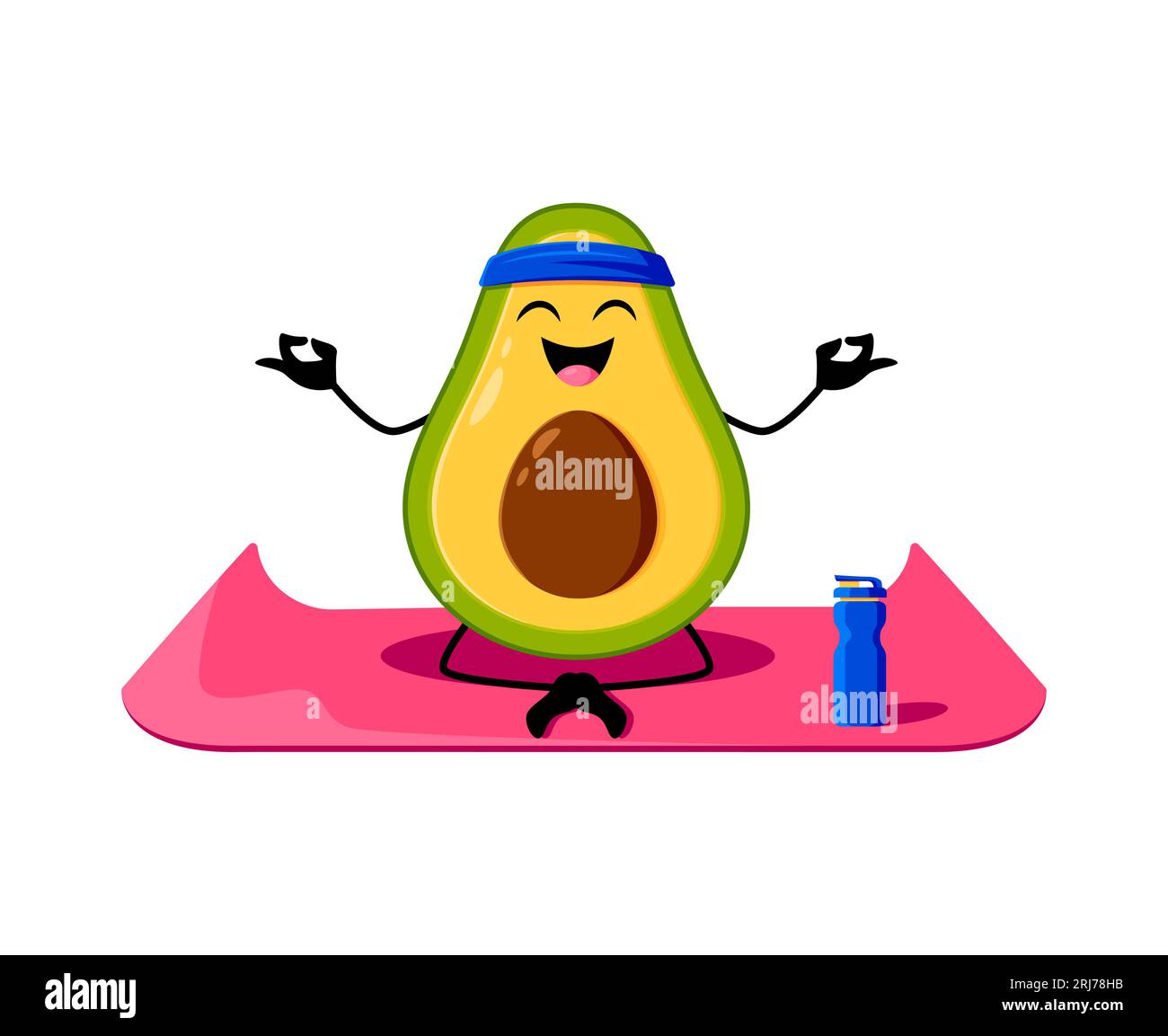 Cartoon mexican avocado character on yoga fitness. Vector healthy ...