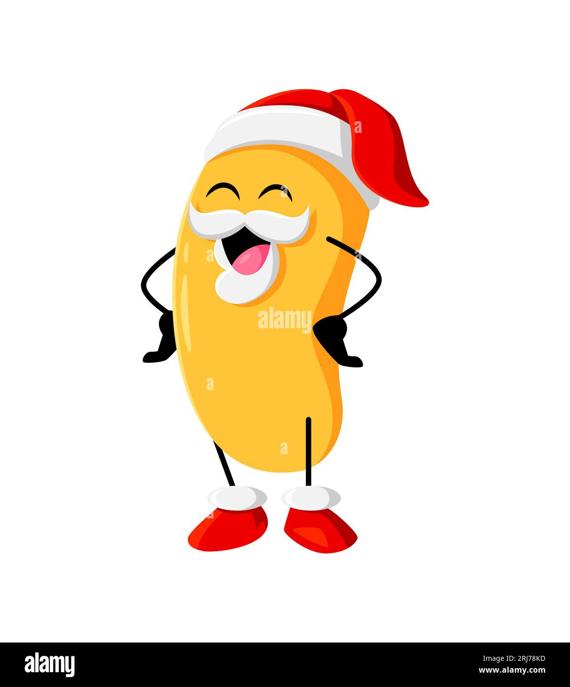 Cartoon cheerful Christmas holiday mango fruit character wear Santa ...