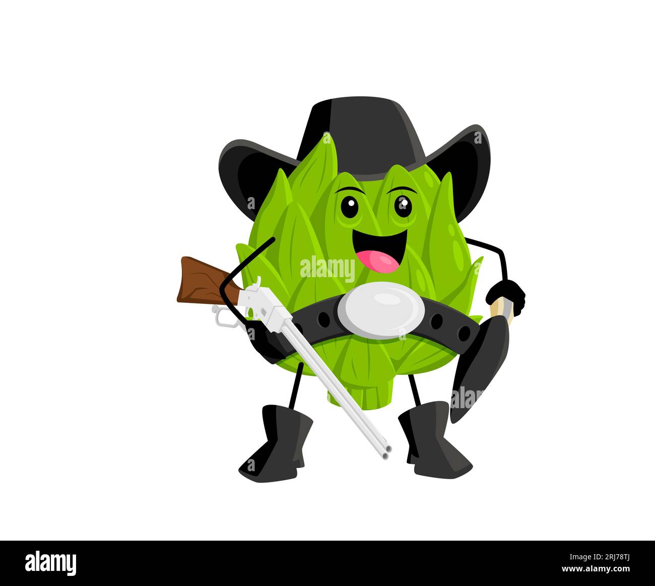 Cartoon wild west artichoke vegetable ranger character. Isolated vector ...
