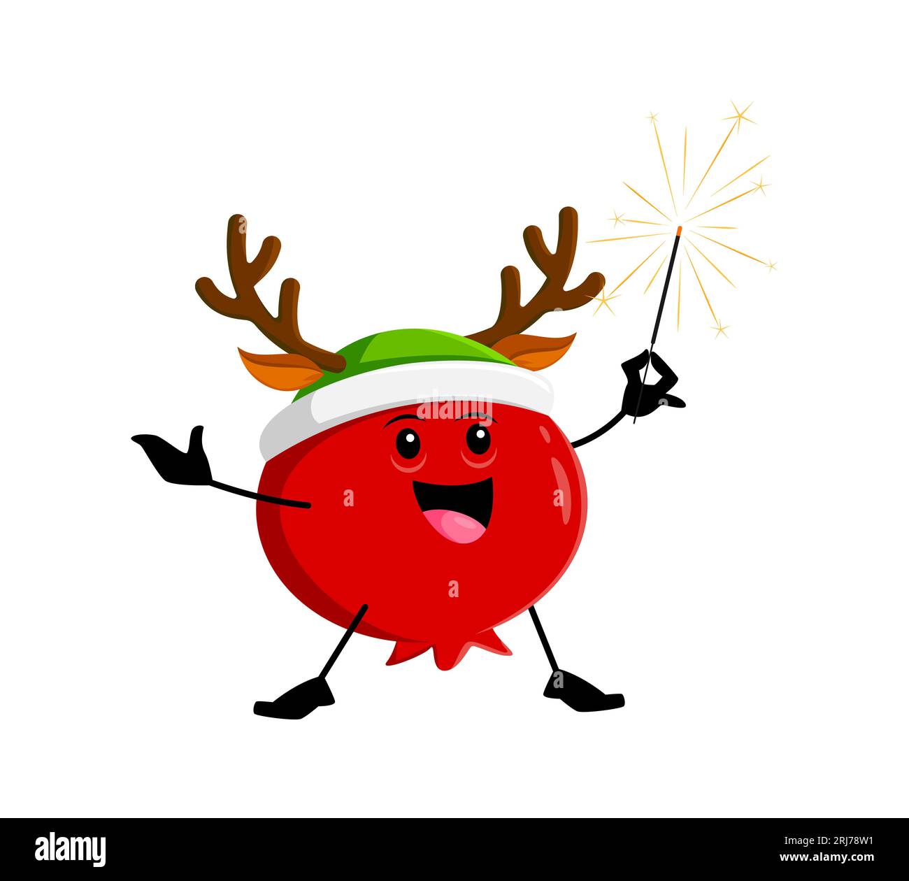 Cartoon Christmas holiday cranberry berry character with festive ...