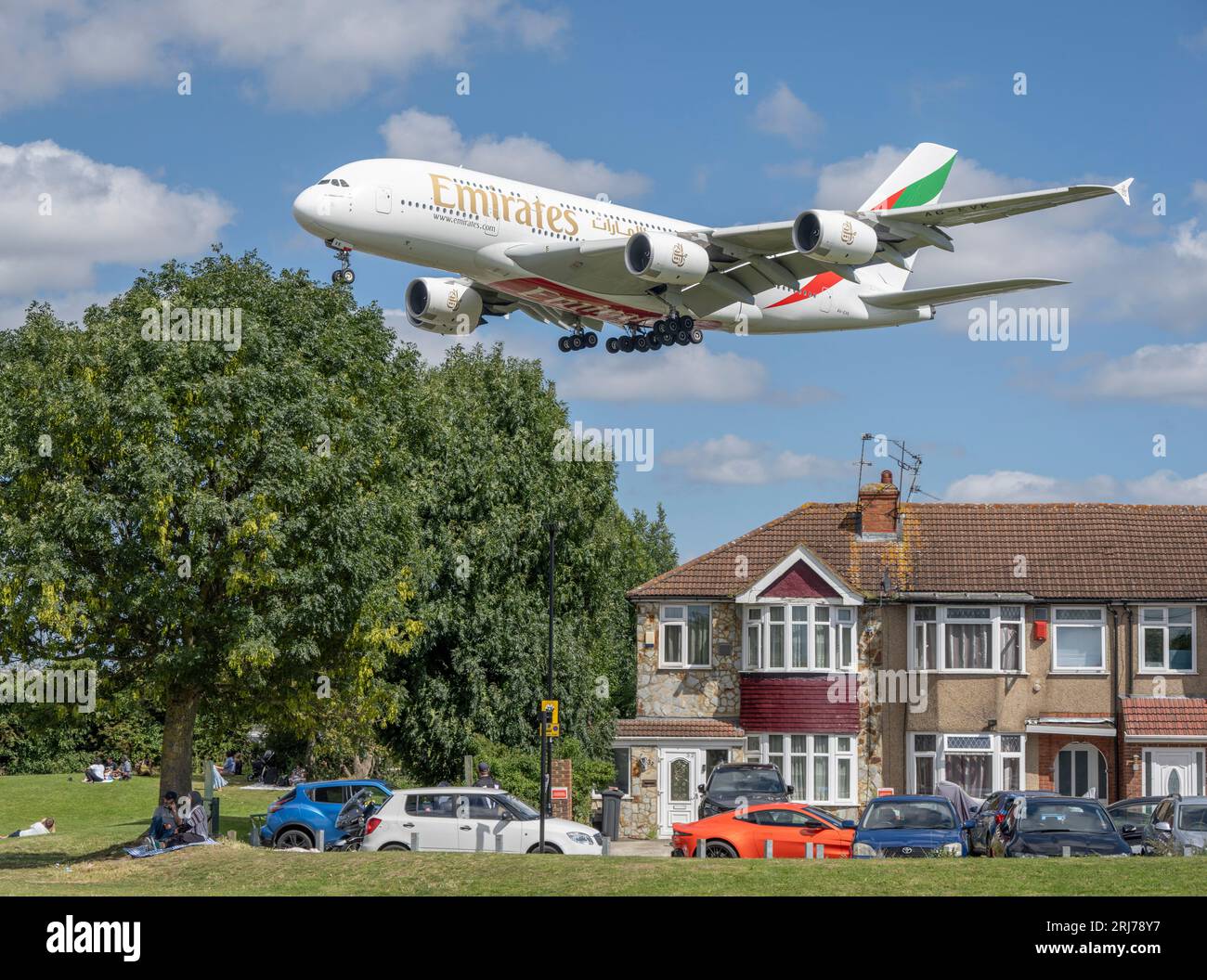 Civilian aircraft on landing approach to Heathrow Airport in London, UK ...