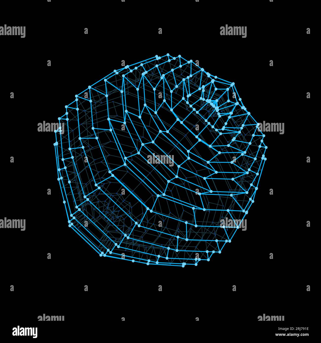 3d futuristic sphere and ball polygonal shape. Virtual blue wire line ...