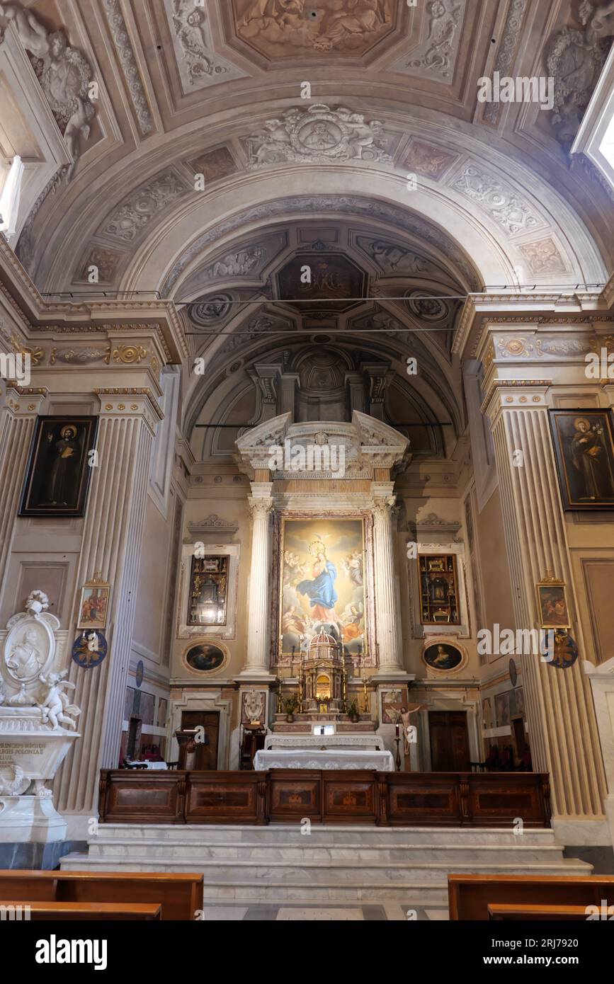 THE CENTRAL ALTAR OF THE CHURCH OF THE IMMACULATE CONCEPTION OF THE BLESSED VIRGIN MARY Stock ...