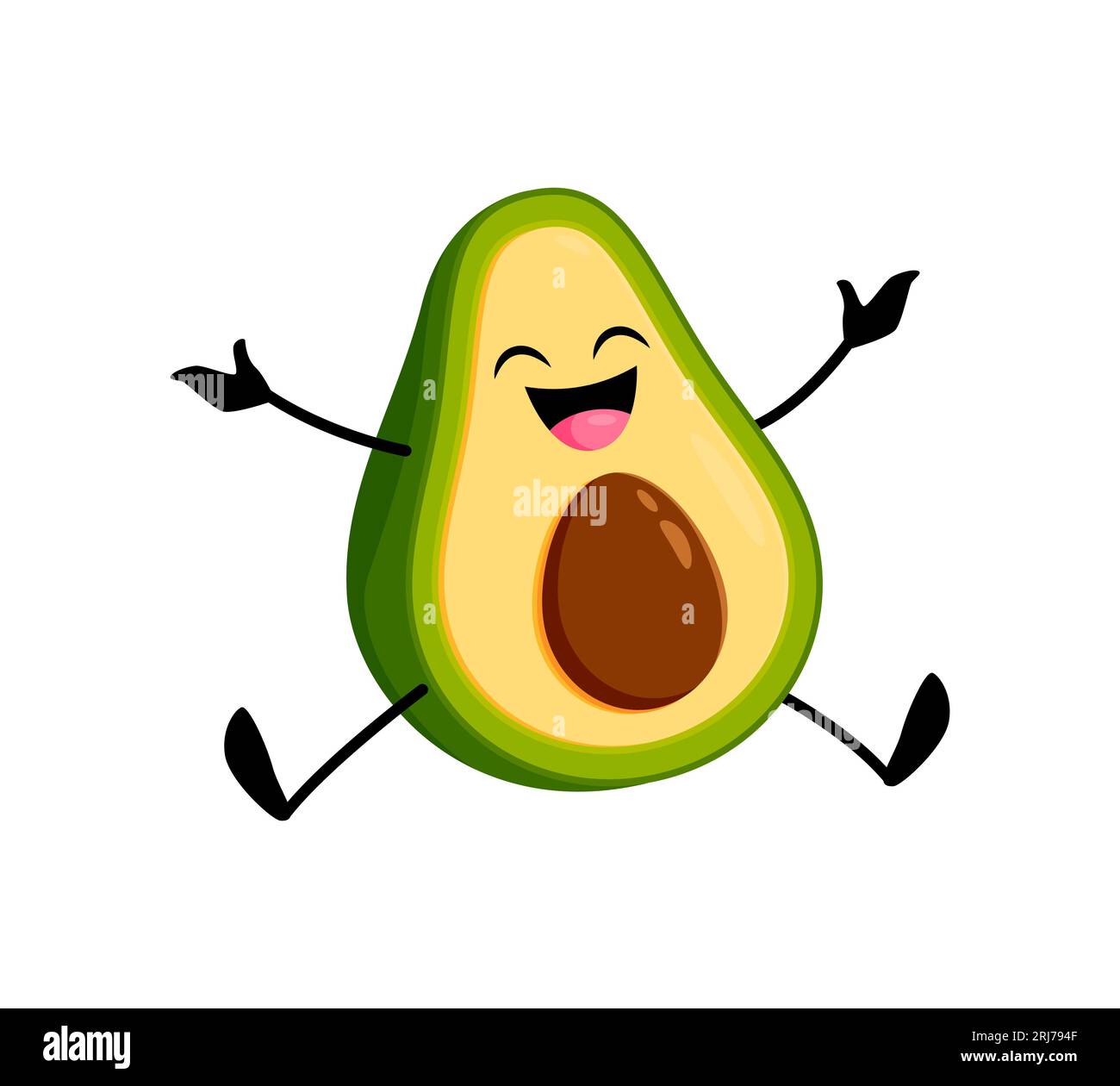 Cartoon jumping mexican avocado character. Lively tropical fruit ...