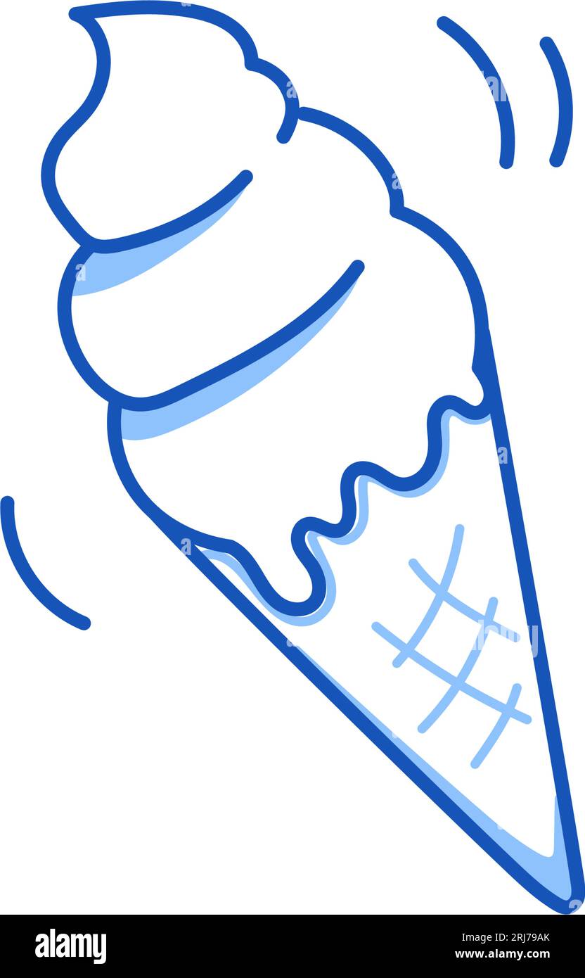 Ice cream cone waffle doodle. Hand drawn sketch doodle style ice cream ...