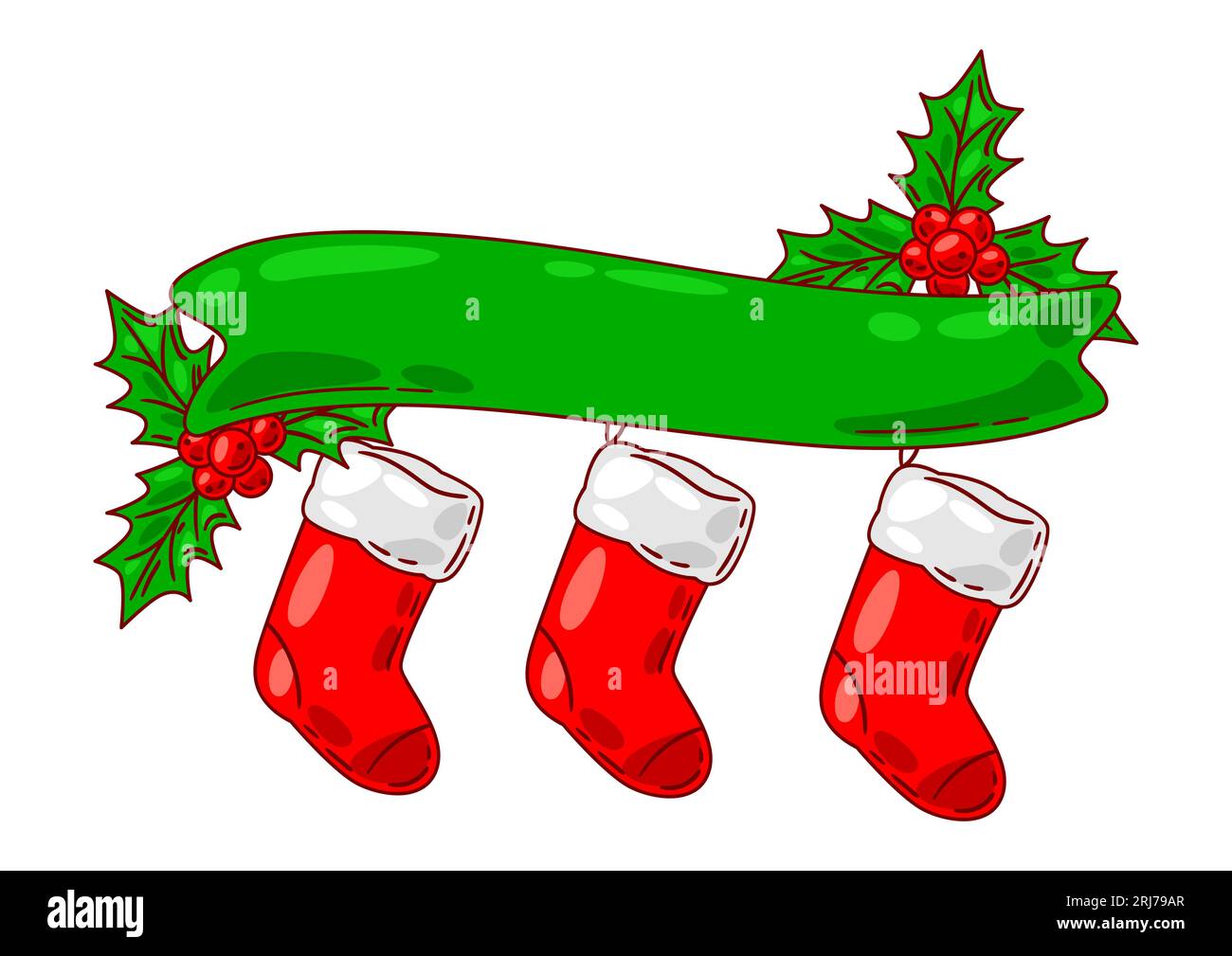 Merry Christmas illustration. Holiday objects in cartoon style Stock ...