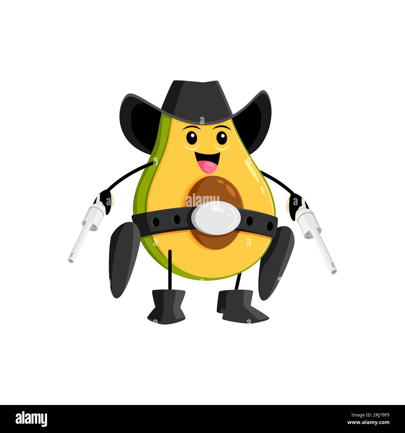Cartoon avocado cowboy and sheriff, bandit and robber, ranger mexican ...