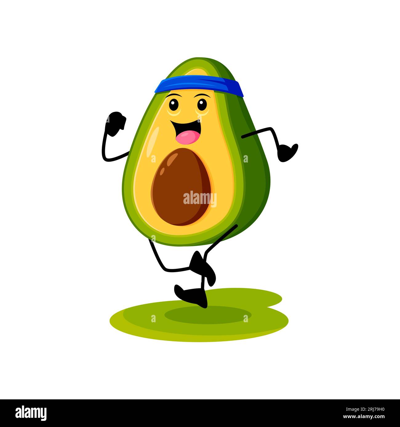 Cartoon running mexican avocado character. Vector tropical fruit or ...