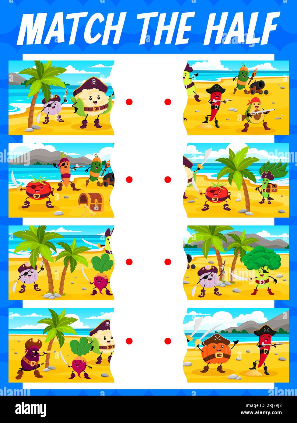 Match the half of cartoon vegetable pirates and corsairs characters ...