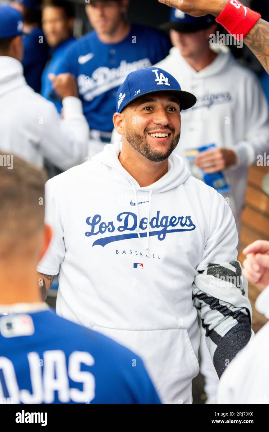 Los Angeles Dodgers designated hitter J.D. Martinez (28) before a Major ...