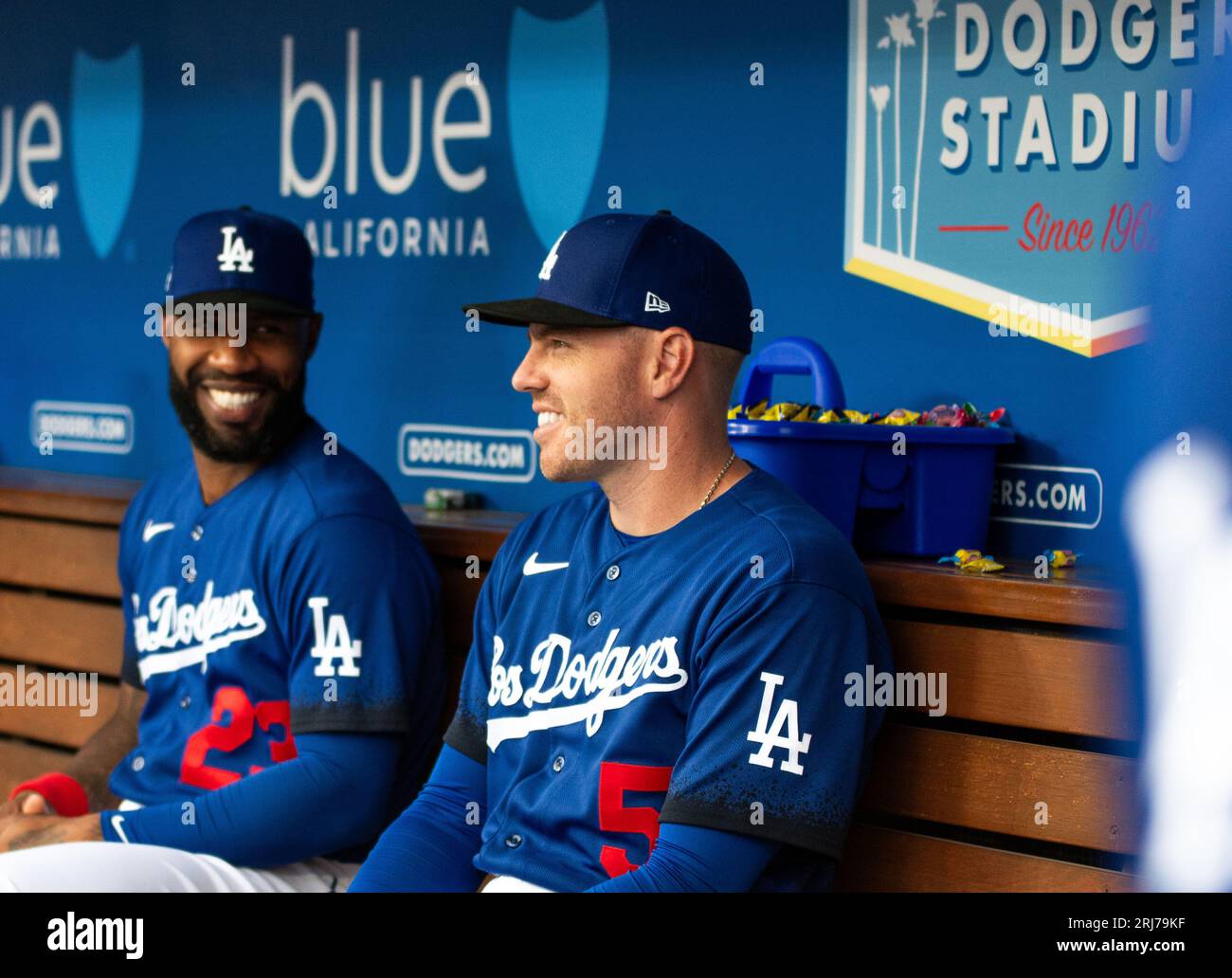 Los Angeles Dodgers first baseman Freddie Freeman (5) right fielder ...