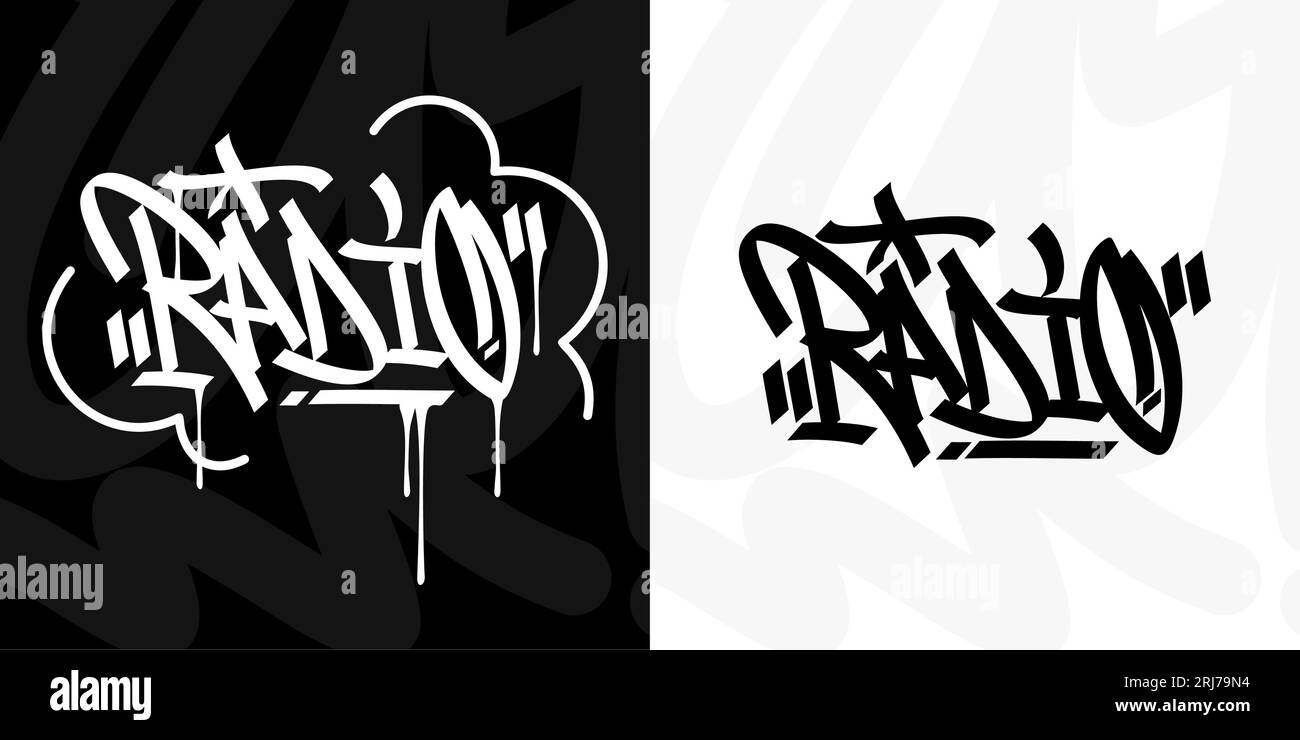 Abstract Trendy Urban Graffiti Street Art Word Radio Lettering Vector ...