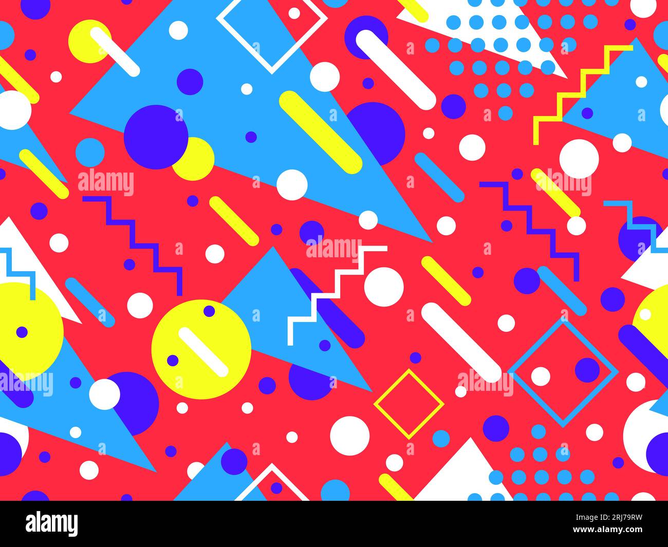 Memphis seamless pattern with geometric shapes in 80s style. Colorful ...