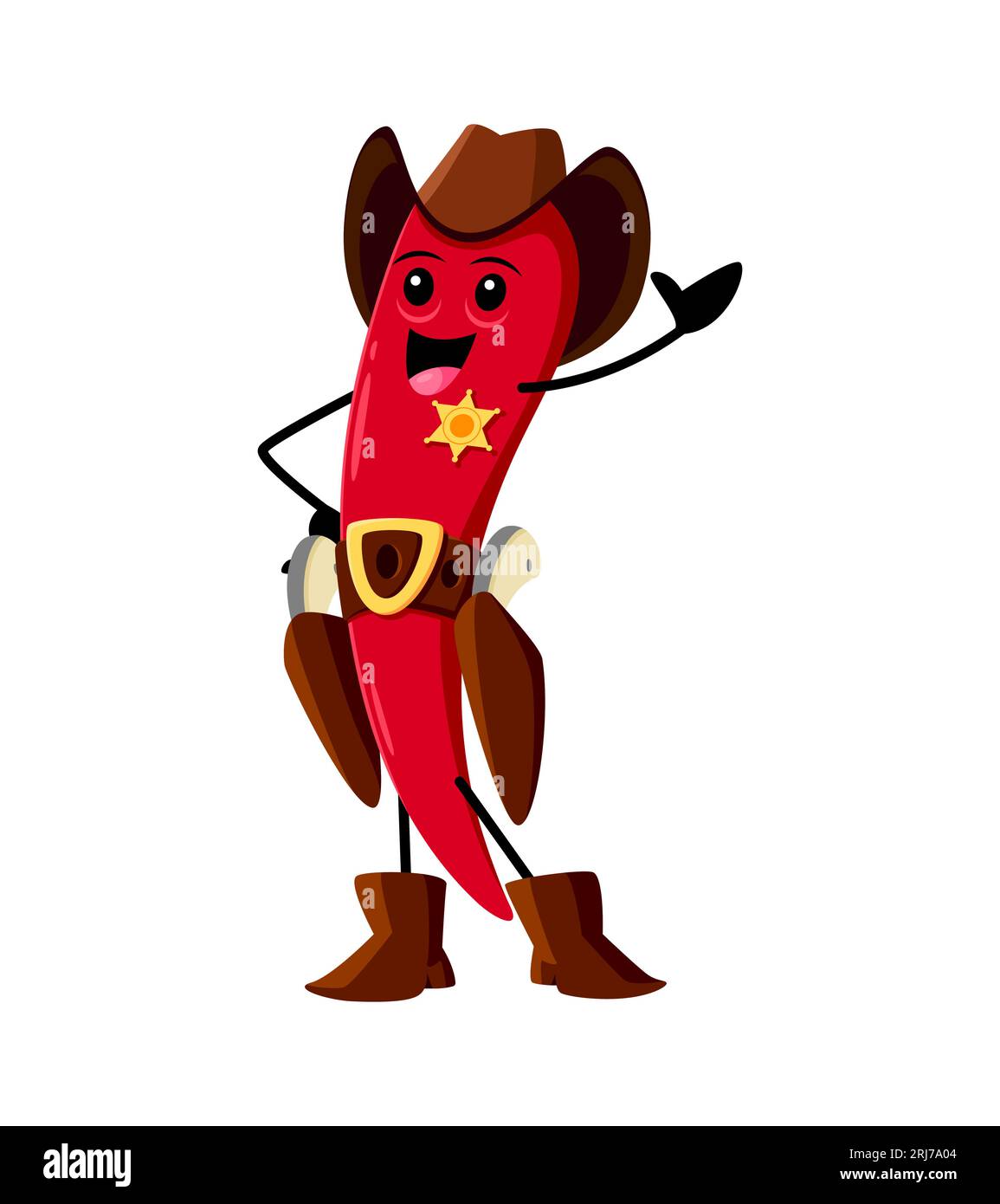 Cartoon red hot chili pepper sheriff character. Isolated vector spicy ...
