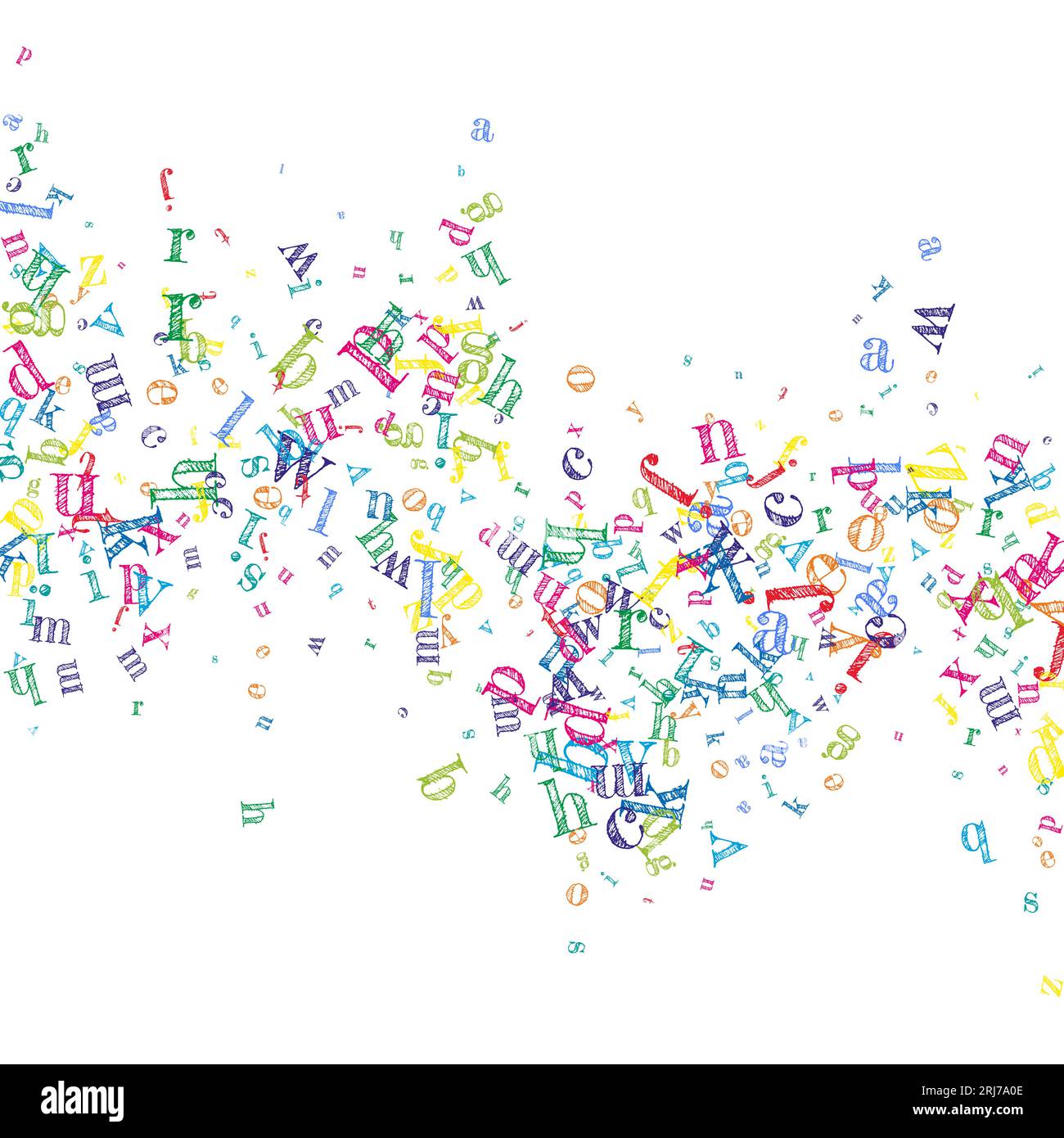 Flying latin letters. Colorful childish scattered charachters of ...