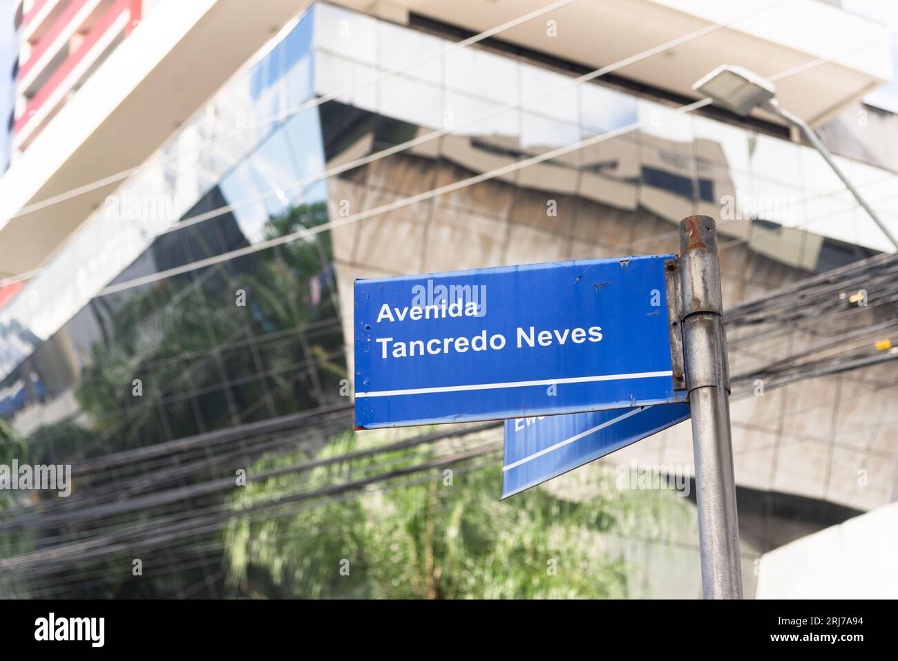 Salvador, Bahia, Brazil - August 11, 2023: Traffic sign indicating the ...