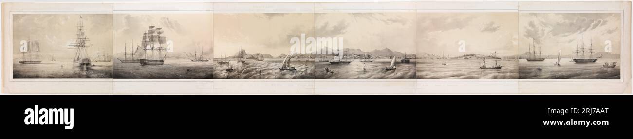 Panorama da baía do Rio de Janeiro presumably 1845 by Alfred Martinet ...