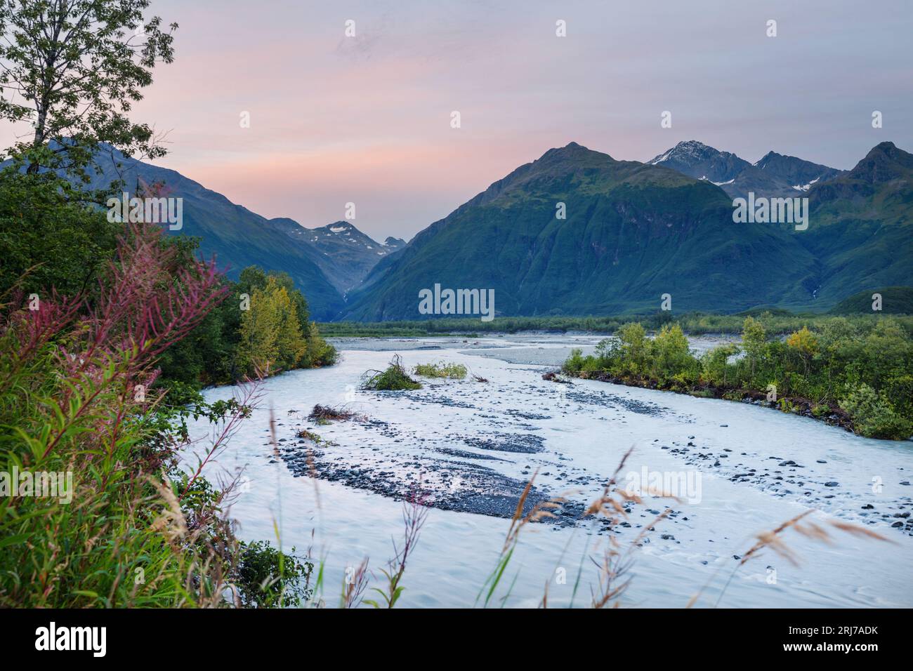 Beautiful blue river in mountains, Alaska, USA Stock Photo - Alamy