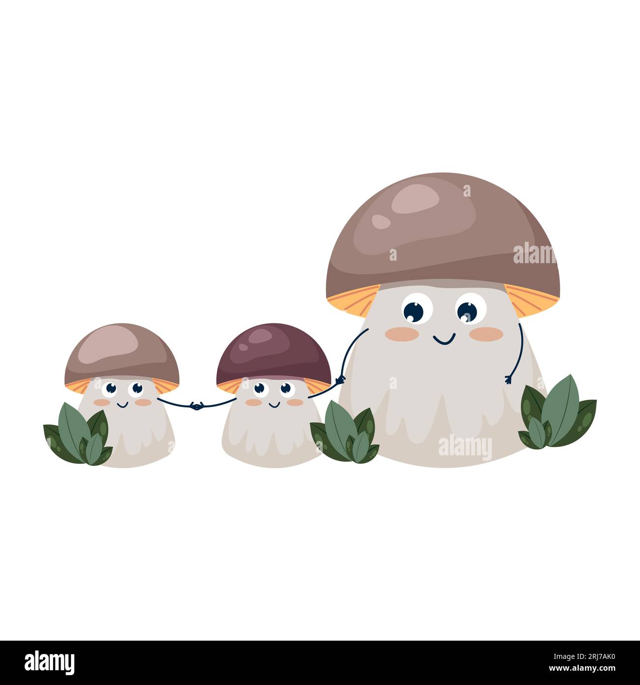 Funny boletus mushrooms with faces, childrens cartoon character. Edible ...