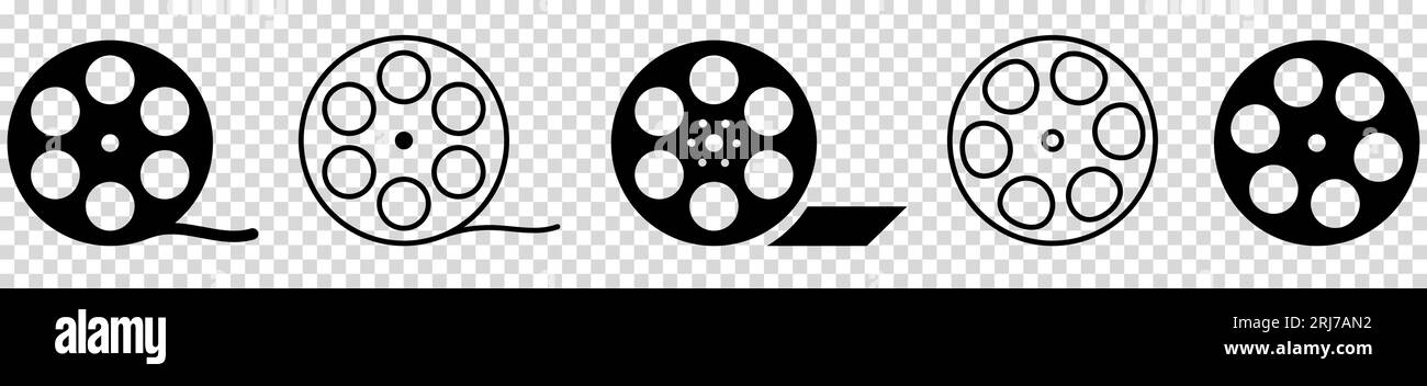 Film reel icon set. Cinematography symbols. Vector illustration ...