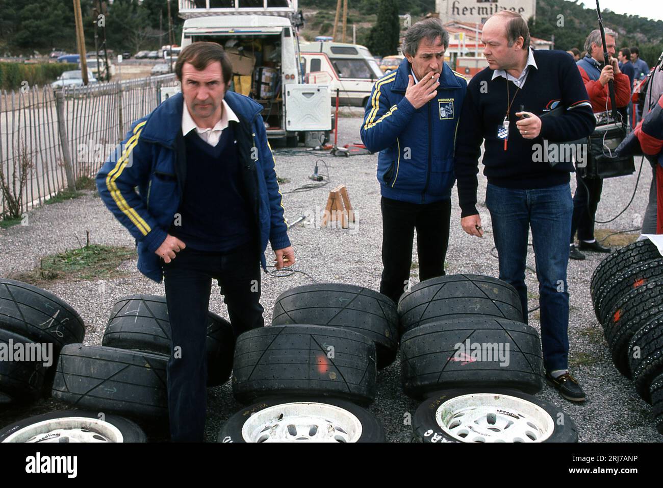 Michelin Tyre team at the 1985 Monte Carlo Rally Stock Photo - Alamy
