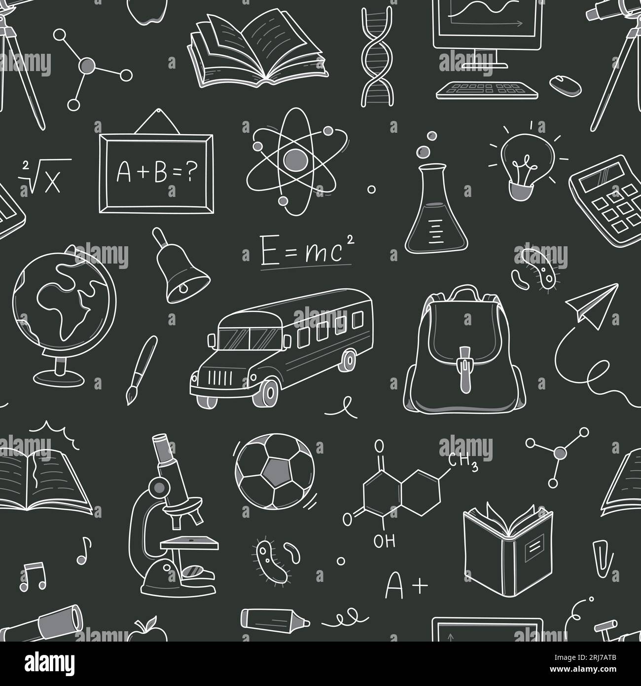 Back to school seamless pattern doodle. Hand drawn line doodle sketch ...