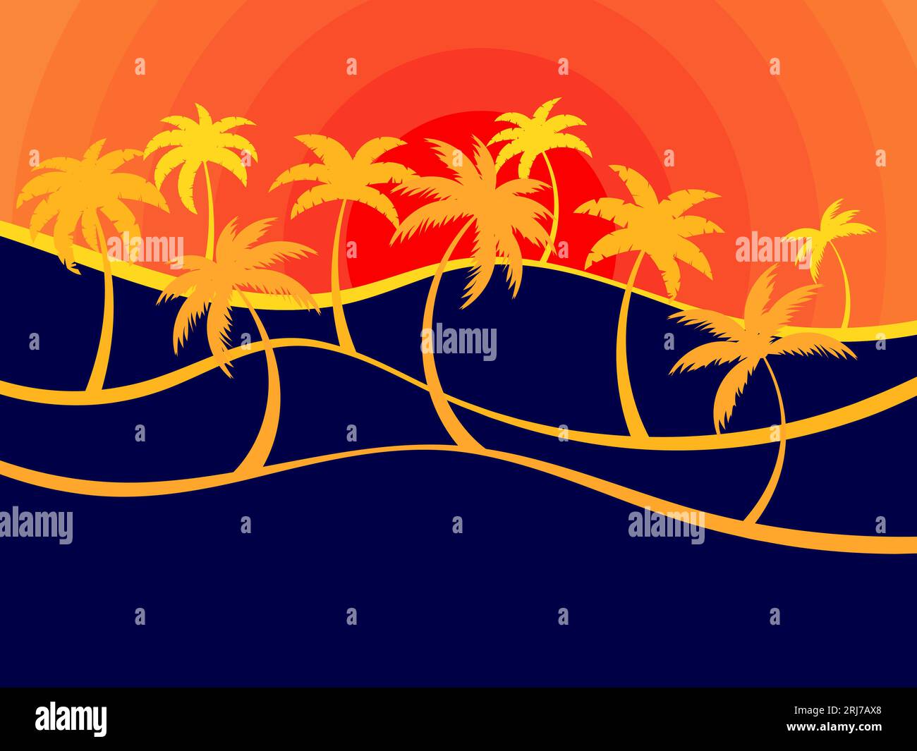 Hawaii sunset orange Stock Vector Images - Alamy