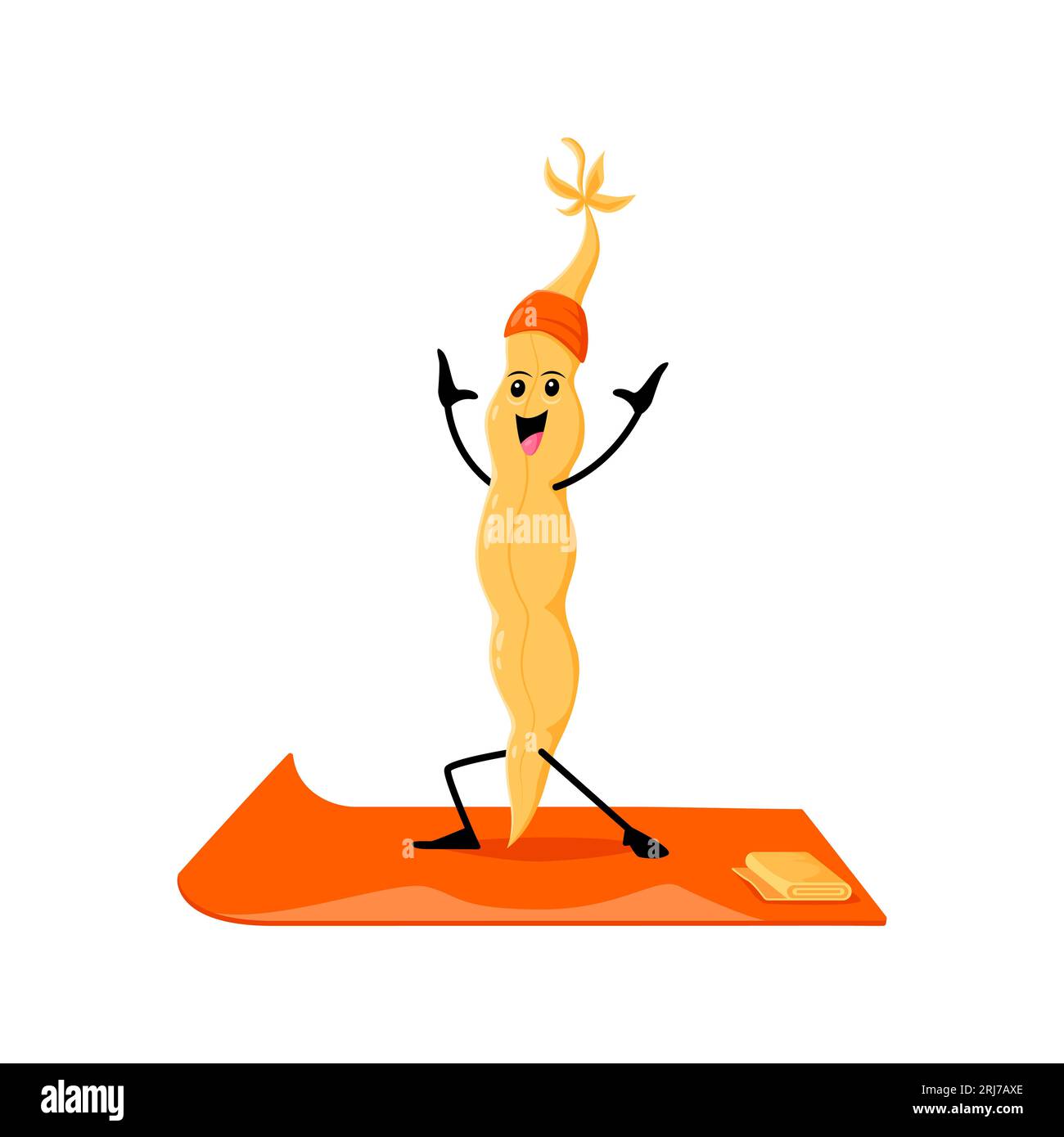 Cartoon soy bean pod vegetable character on yoga fitness sport ...