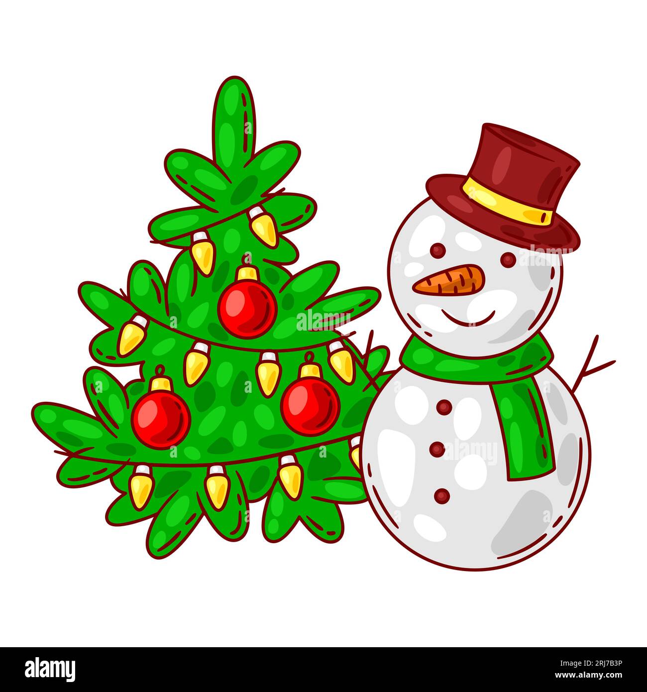 Merry Christmas illustration. Holiday objects in cartoon style Stock ...