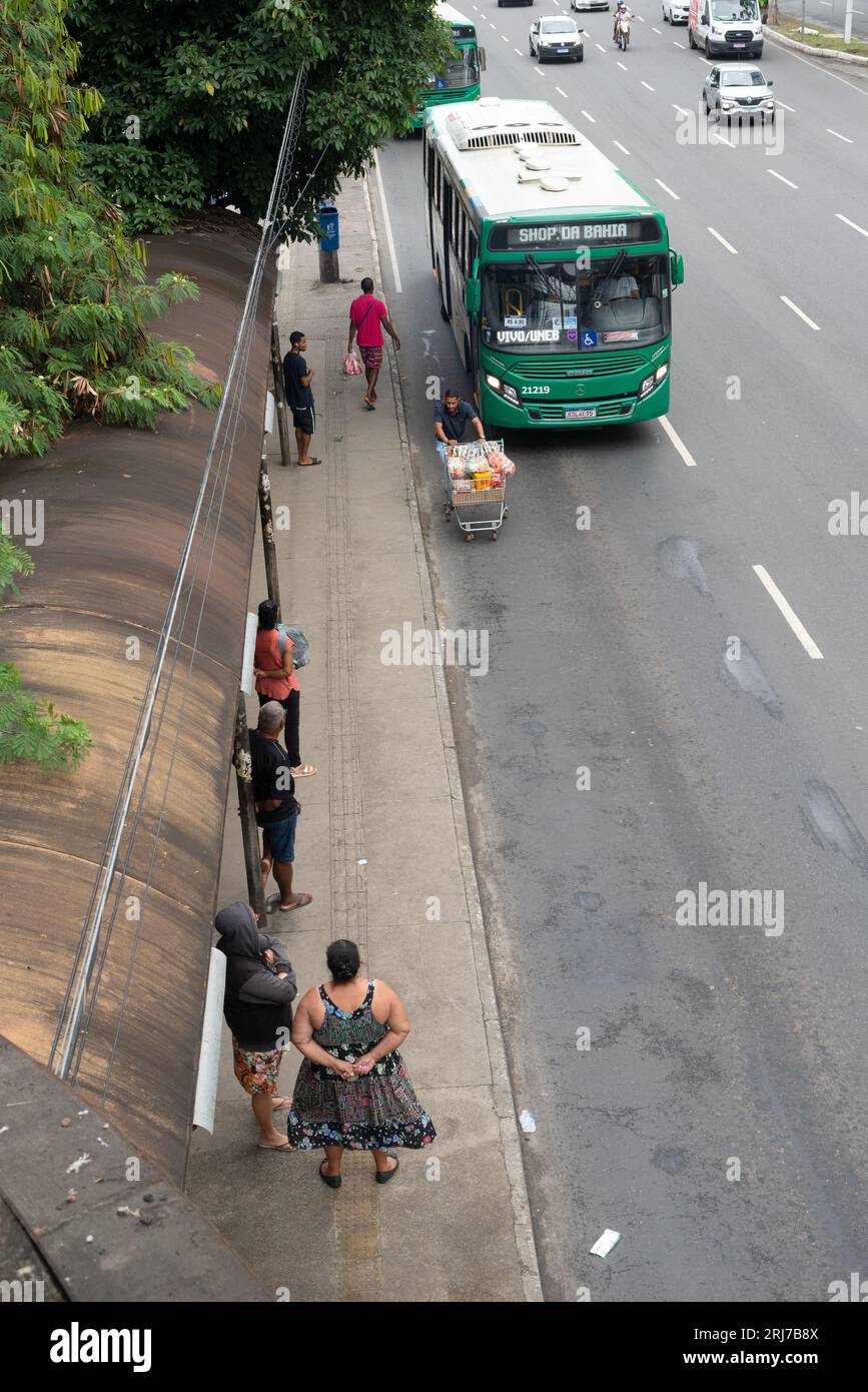 Salvador, Bahia, Brazil - August 11, 2023: Bus is seen arriving at the ...