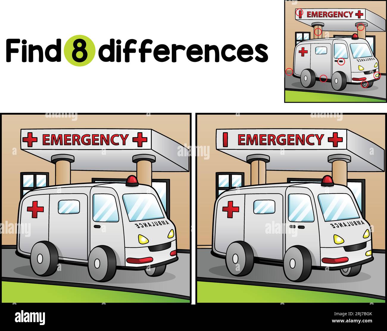 Ambulance Vehicle Find The Differences Stock Vector Image & Art - Alamy