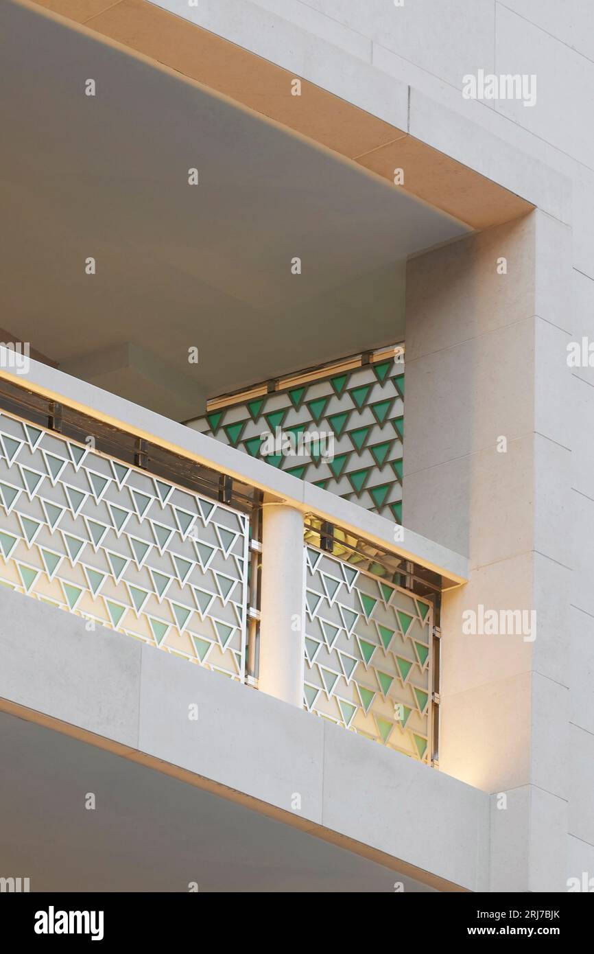 Detail of balcony with decorative glazing. Wellington Road, London ...