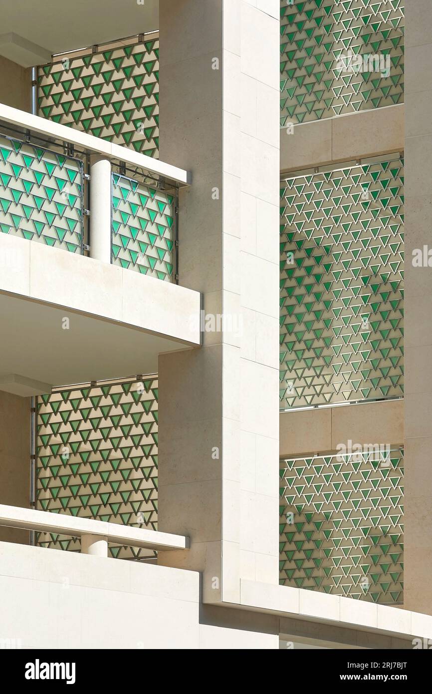 Detail of balconies and glazing. Wellington Road, London, United ...