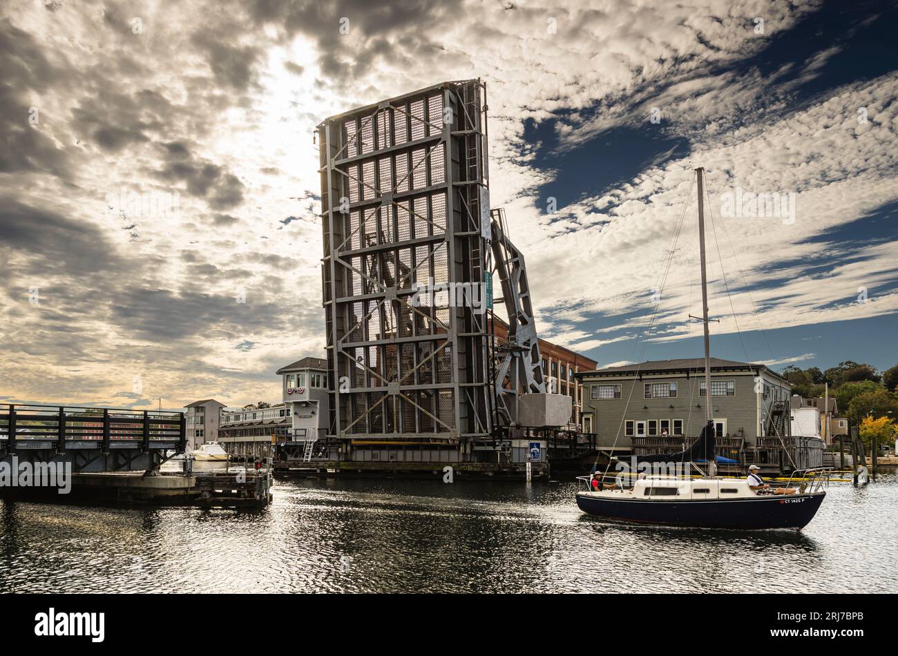 Mystic River Bascule Bridge Mystic, Connecticut, USA Stock Photo - Alamy