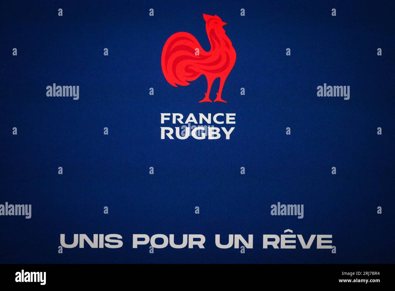 Illustration of the official France Rugby logo during the press ...