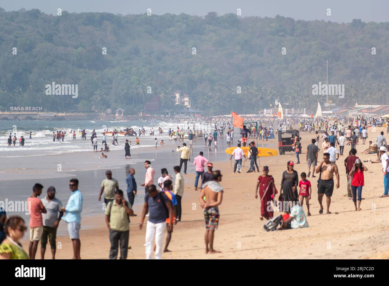 Calangute, Goa, India - January 2023: A large crowd of Indian tourists ...