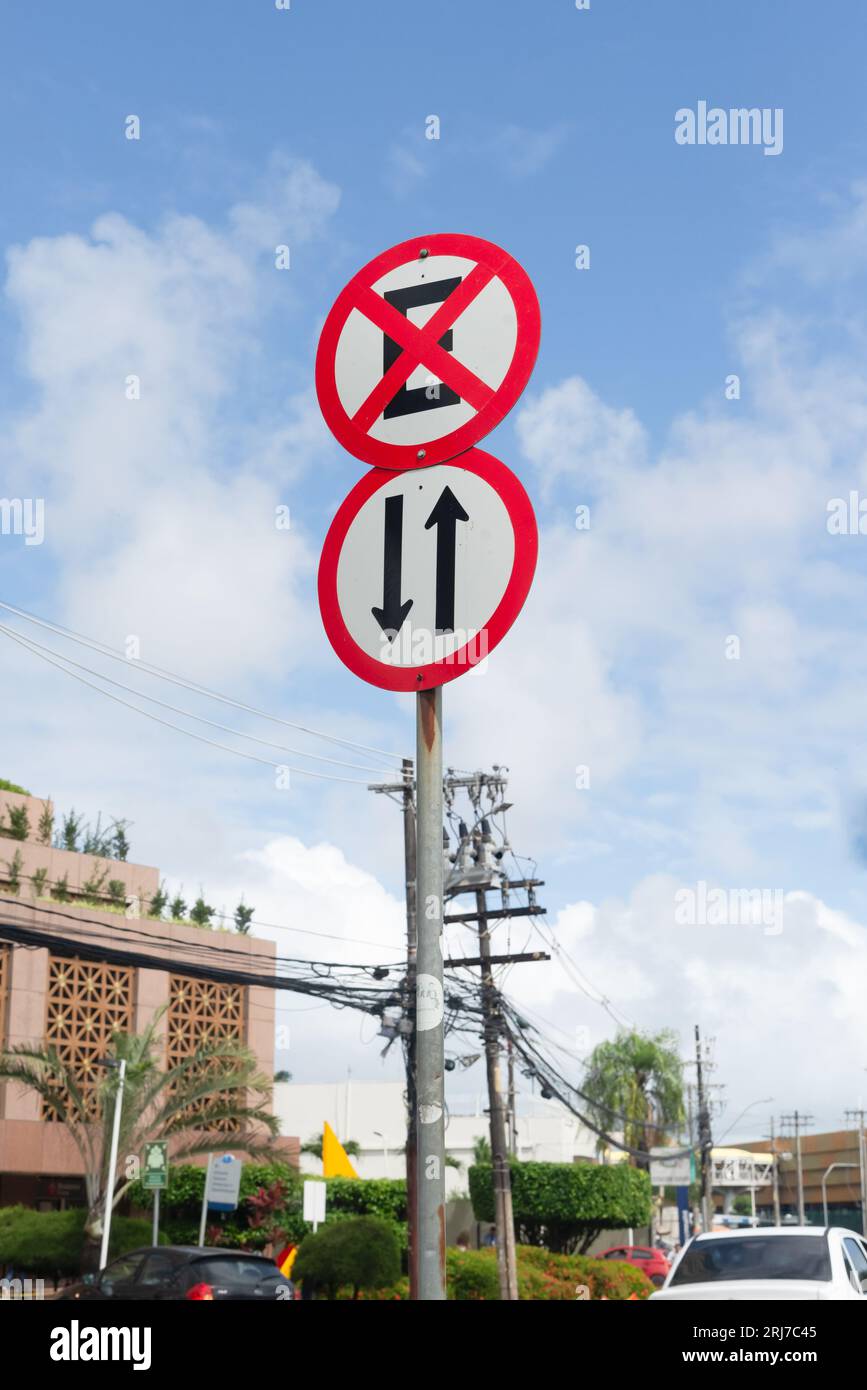 Salvador, Bahia, Brazil - August 11, 2023: Traffic sign indicating that ...