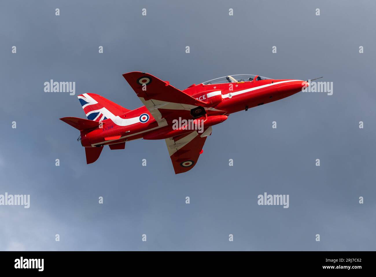 RAF Red Arrows jet plane taking off from London Southend Airport, Essex ...