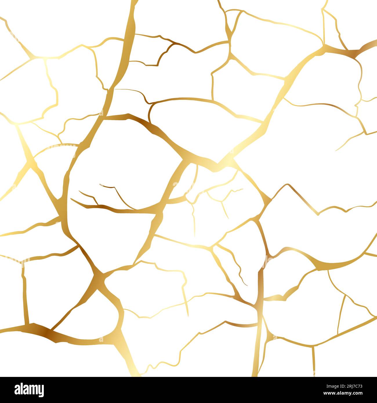 Gold kintsugi repair cracks background texture vector illustration isolated on white background ...